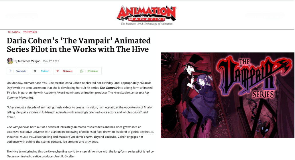 Daria Cohen’s ‘The Vampair’ Animated Series Pilot in the Works with The ...